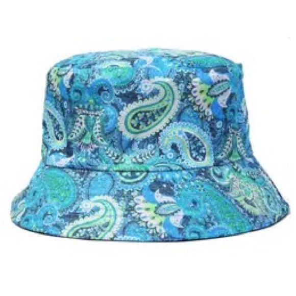 Accessories | New Bucket Hat Paisley Aqua Blue Green Reversible To ...